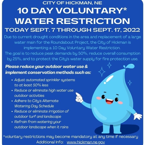 City of Hickman - 10 Day Voluntary Water Restriction